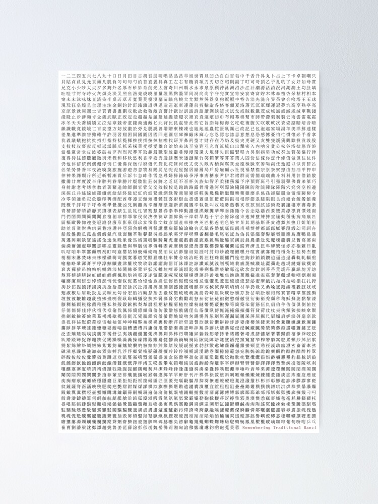 "Remembering Traditional Hanzi" Poster for Sale by Samuel Watkins ...