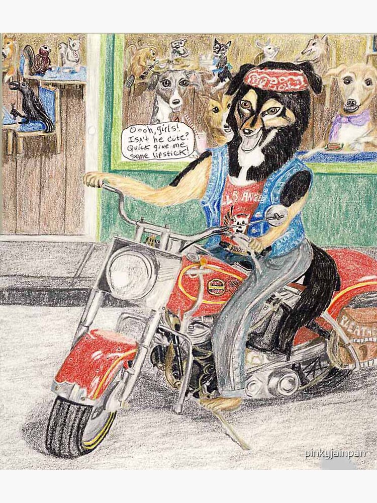 "Harley Dog" Sticker by pinkyjainpan | Redbubble