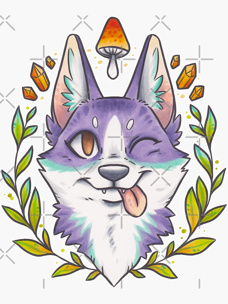 "Happy Crystal Doggo" Sticker for Sale by kattvalk | Redbubble