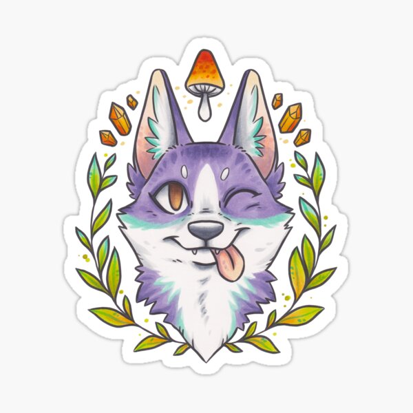 "Happy Crystal Doggo" Sticker for Sale by kattvalk | Redbubble