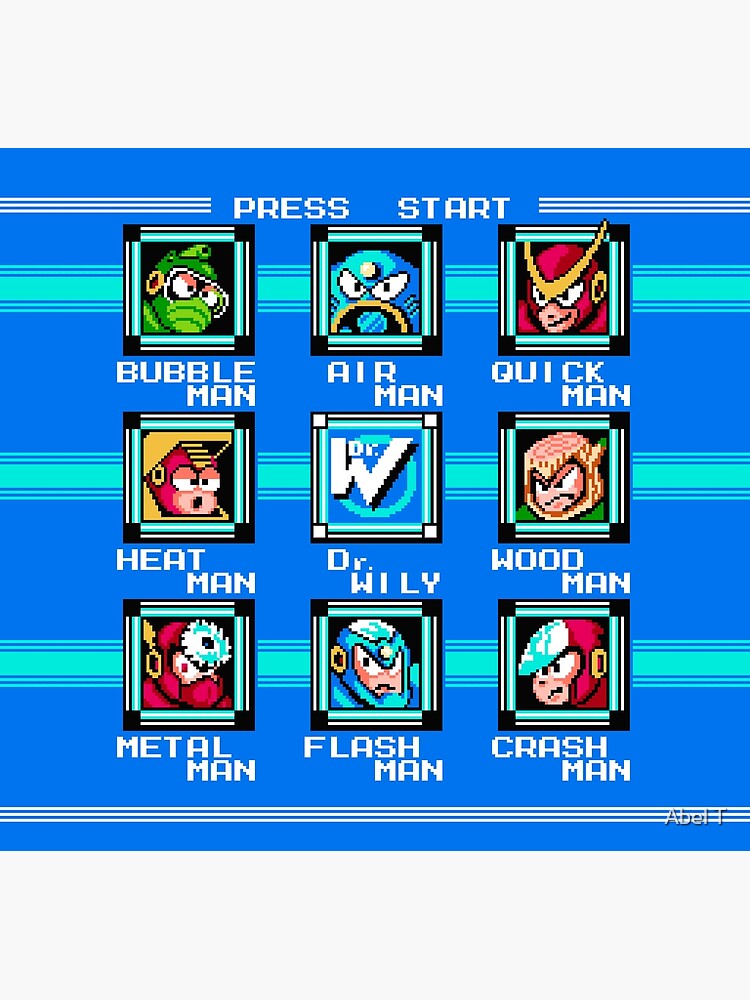 "Classic Mega man 2 nes stage select" Art Print for Sale by Tark ...