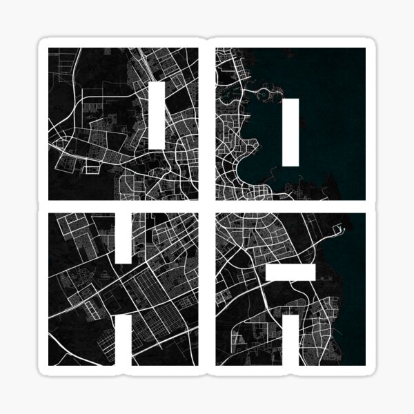 "Doha City Map of Qatar - Dark" Sticker for Sale by deMAP | Redbubble