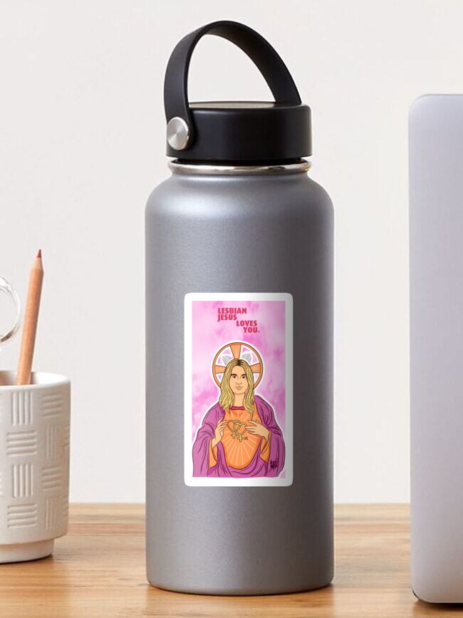 "Lesbian Jesus stamp" Sticker by reyreypelcastre | Redbubble