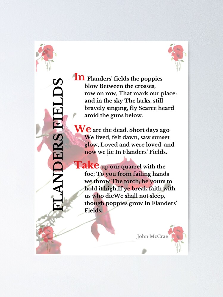 "In Flanders Fields - Poem by John McCrae" Poster for Sale by ...