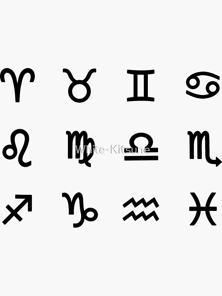 "Black Zodiac Signs Pack" Sticker for Sale by White-Kitsune | Redbubble