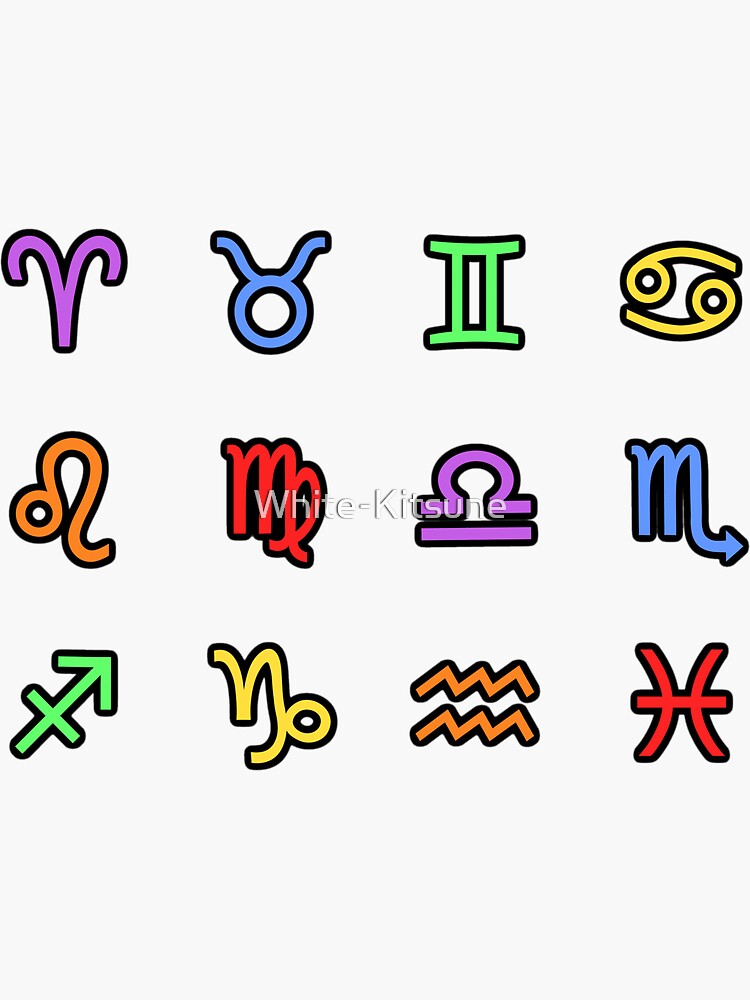 "Colored Zodiac Signs Pack" Sticker for Sale by White-Kitsune | Redbubble