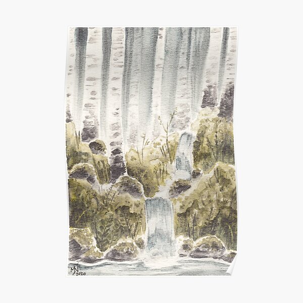 "Graphite Waterfalls" Poster for Sale by kattvalk | Redbubble
