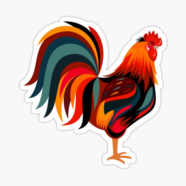 "Multi color Chicken Rooster" Sticker for Sale by perry200 | Redbubble