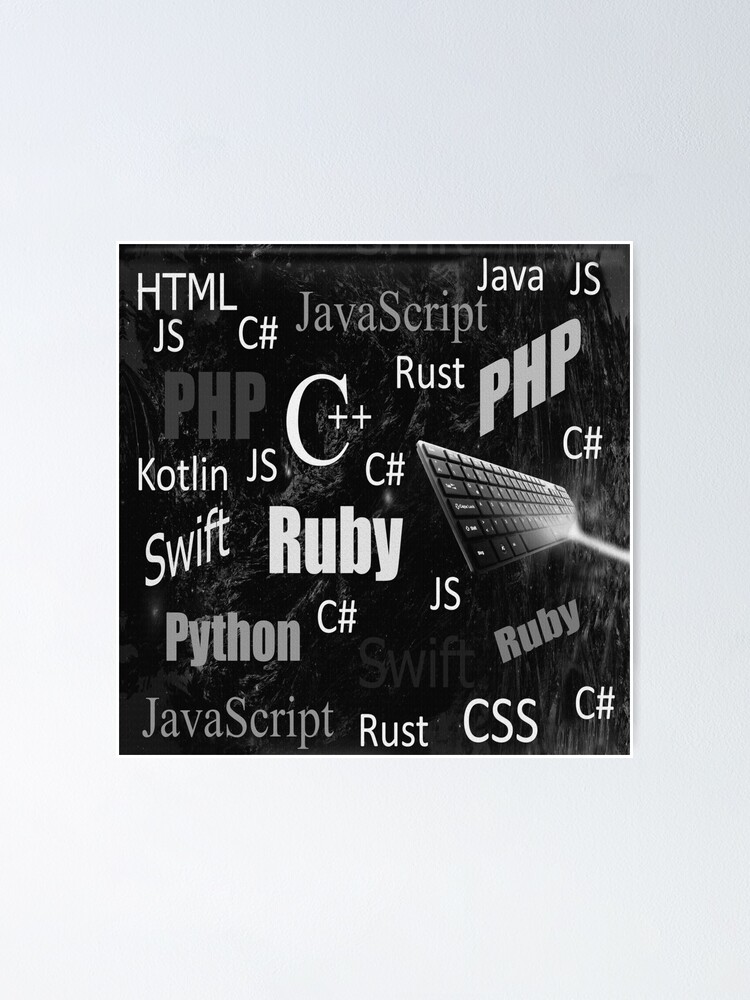 Póster «Lenguajes de programación en blanco y negro» de ivanoel | Redbubble