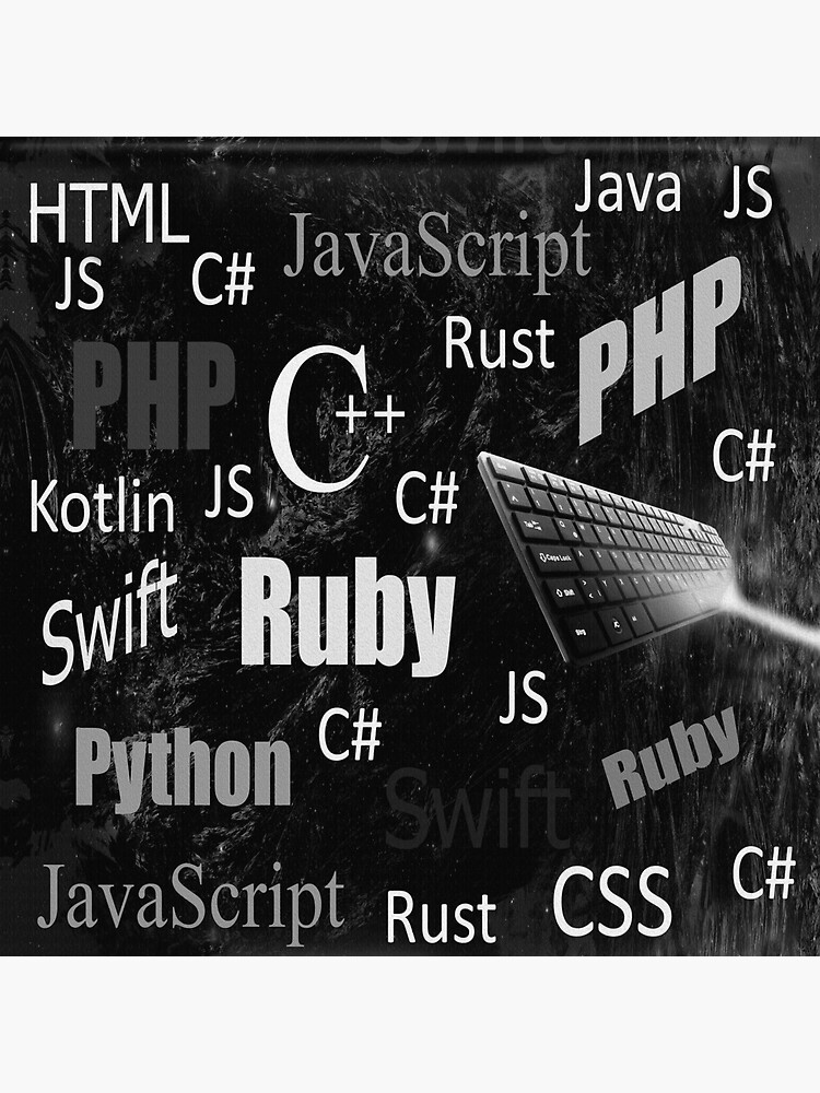 Pegatina «Lenguajes de programación en blanco y negro» de ivanoel ...
