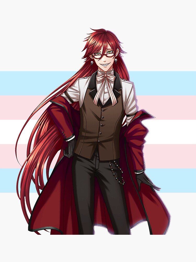 "Grell - trans pride pin" Sticker for Sale by AtruChanqwq | Redbubble
