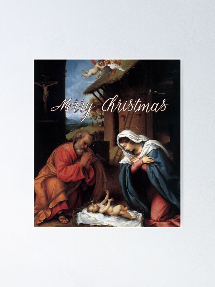 "Merry Christmas; Nativity Scene" Poster for Sale by neteor | Redbubble