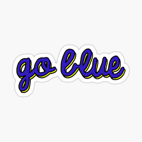 "Go Blue Script Bubble Letter" Sticker for Sale by htoch- | Redbubble