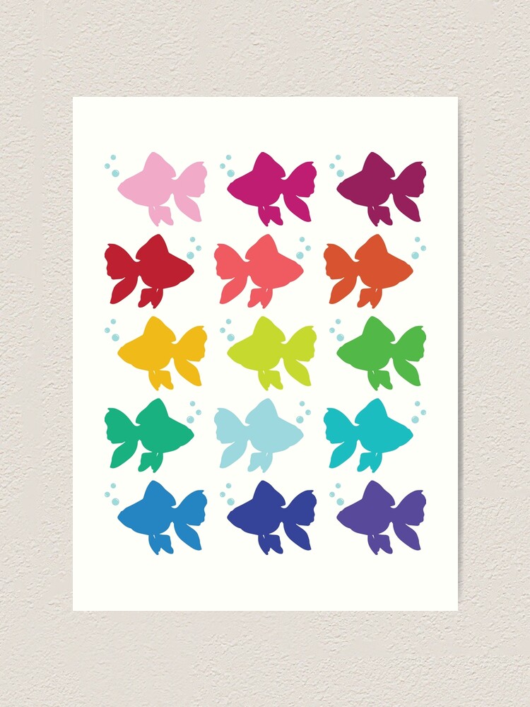 "Colorful Goldfish, Rainbow Fish, Cute Aquarium " Art Print for Sale by ...