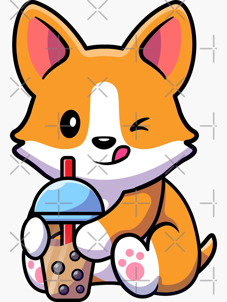 "Kawaii Corgi Boba" Sticker for Sale by yacine12353 | Redbubble