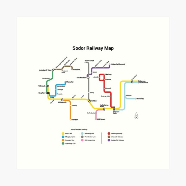 "Sodor Railway Map - TTC Style, Light" Art Print for Sale by lineco ...