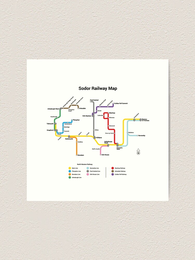 "Sodor Railway Map - TTC Style, Light" Art Print for Sale by lineco ...