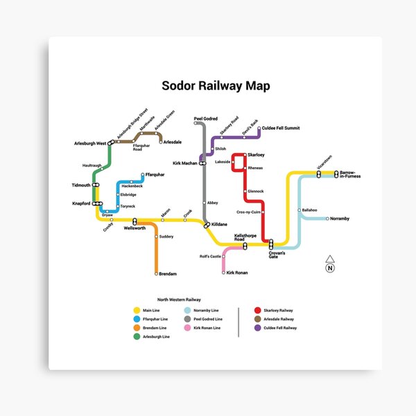 "Sodor Railway Map - TTC Style, Light" Canvas Print for Sale by lineco ...