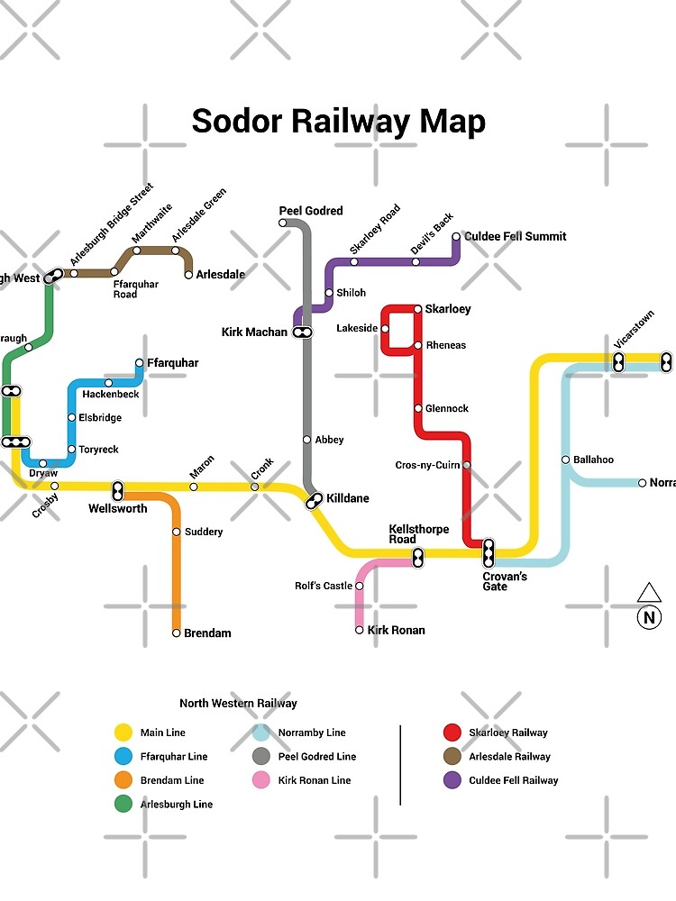 "Sodor Railway Map - TTC Style, Light" Scarf for Sale by lineco | Redbubble