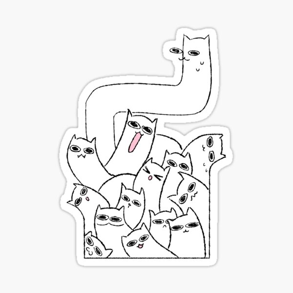 "Long Cat" Sticker by 10000-hats | Redbubble