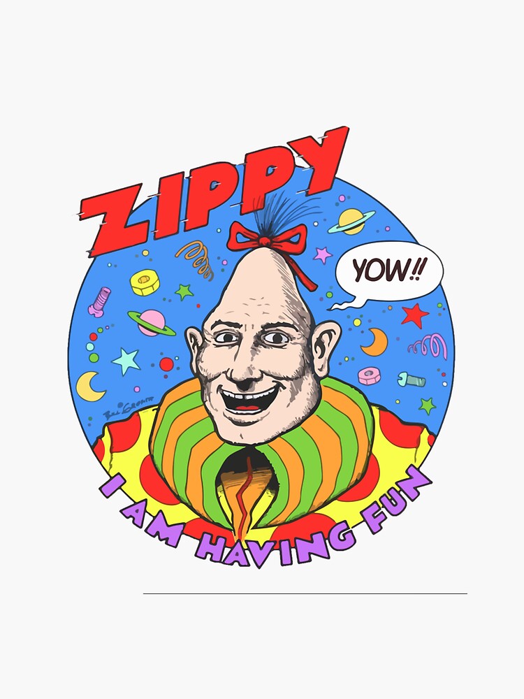 "Zippy the Clown" Sticker for Sale by SmallWorldArt | Redbubble