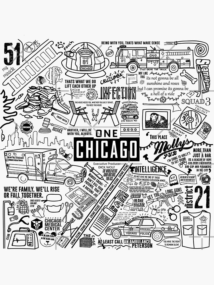 "ONE CHICAGO COLLAGE" Sticker for Sale by ellclark | Redbubble