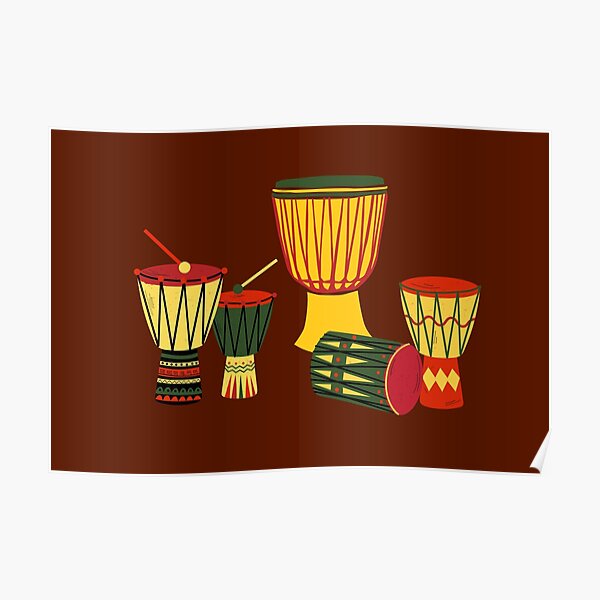 "Traditional African Drum (Djembe)" Poster by tjwdraws | Redbubble