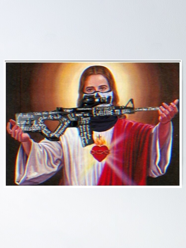 "Jesus with A Gun" Poster by Amitrix | Redbubble