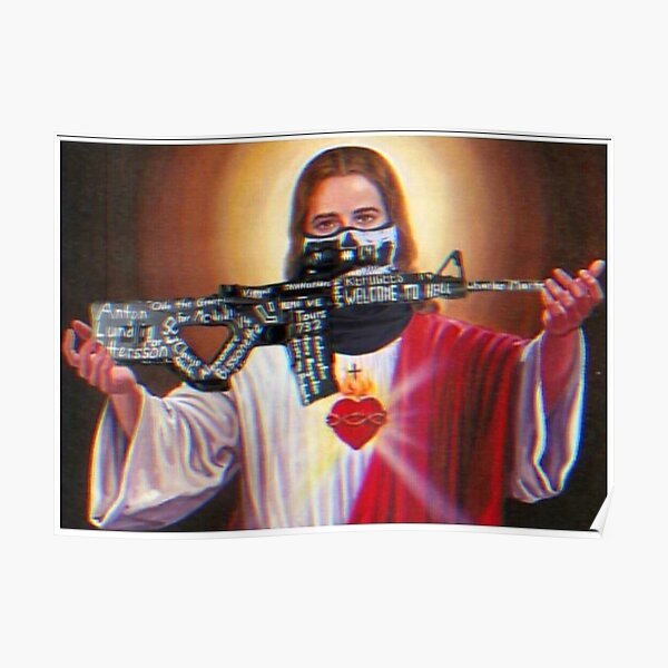 "Jesus with A Gun" Poster by Amitrix | Redbubble