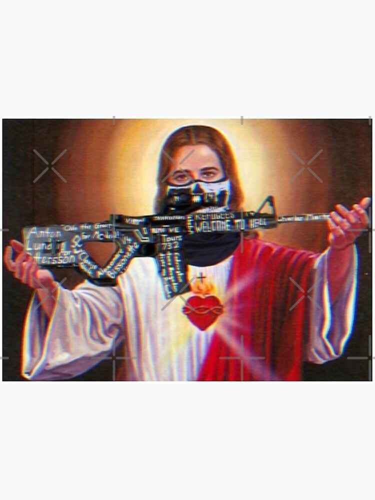 "Jesus with A Gun" Sticker for Sale by Amitrix | Redbubble