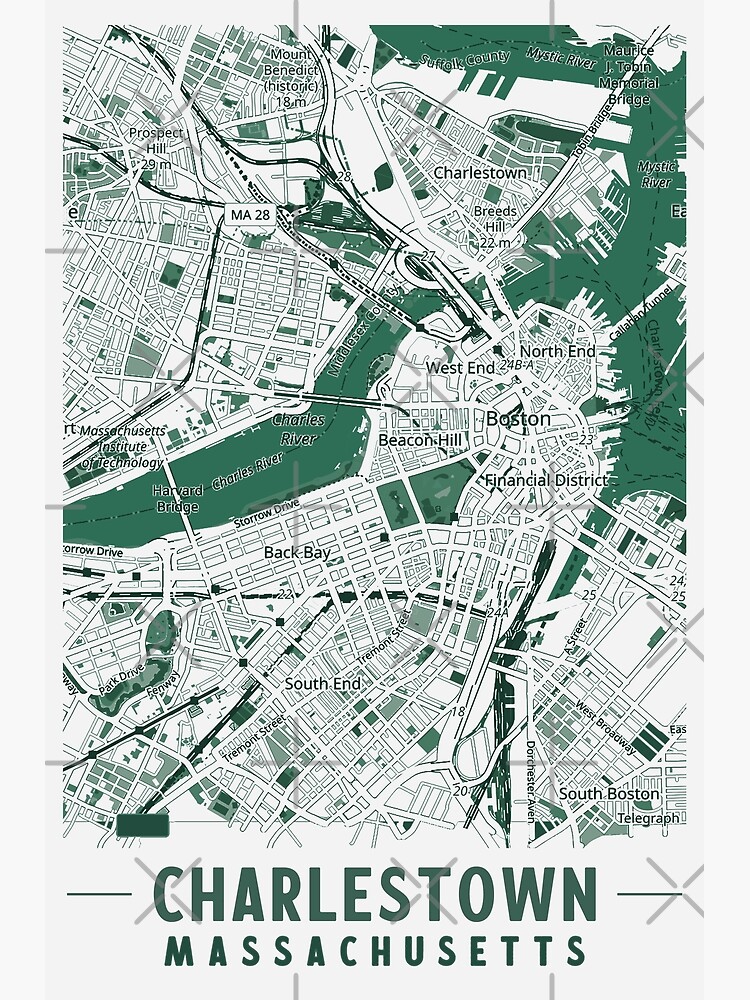 "Charlestown Massachusetts Retro Map" Poster for Sale by IronEcho ...