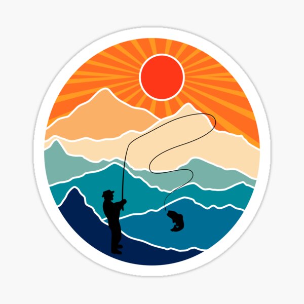 "Retro Fly Fishing Trout for Fly Fishing Addict" Sticker for Sale by ...