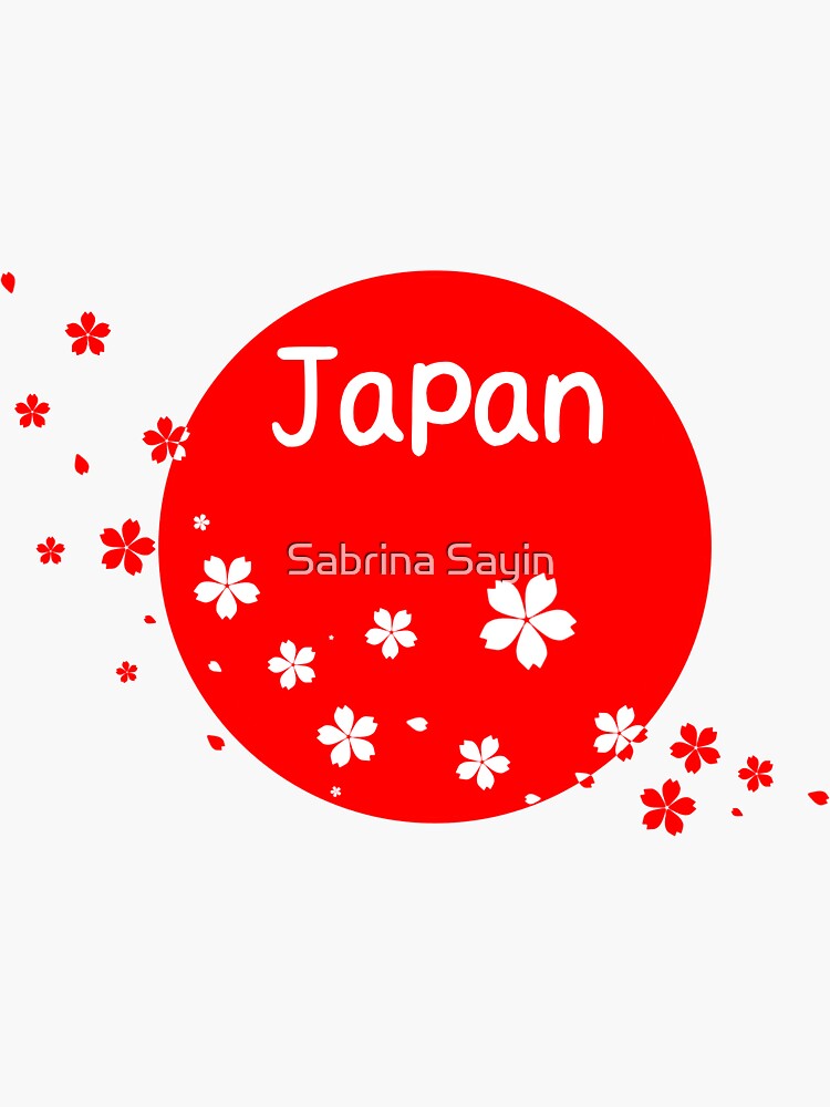 "Japan flag with cherry blossoms (sakura)" Sticker for Sale by ...