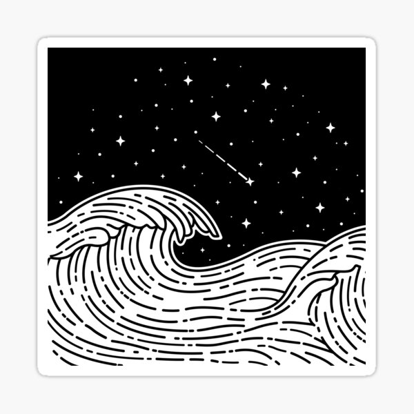 "Tidal Wave Under Starry Sky" Sticker for Sale by HoneyDueCo | Redbubble