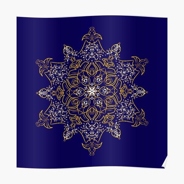 "Mandala sequence positions/ navy blue and golden" Poster for Sale by ...