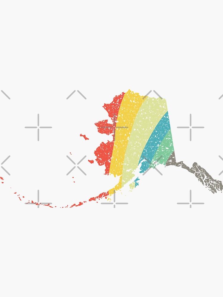 "Alaska State Retro Vintage Rainbow Outline stripes" Sticker by ...