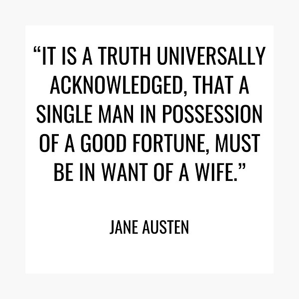 Lámina fotográfica «Jane Austen - Es una verdad universalmente ...