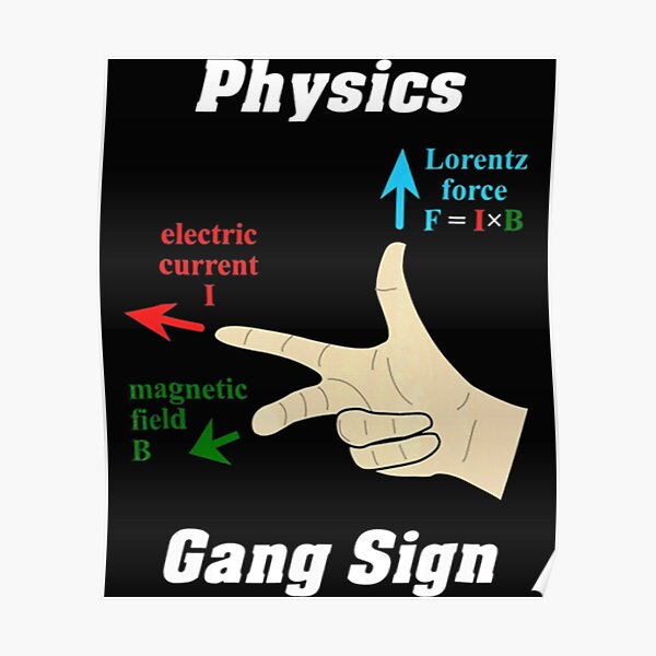 "Right Hand Rule Physics Gang Sign" Poster by poncetay | Redbubble