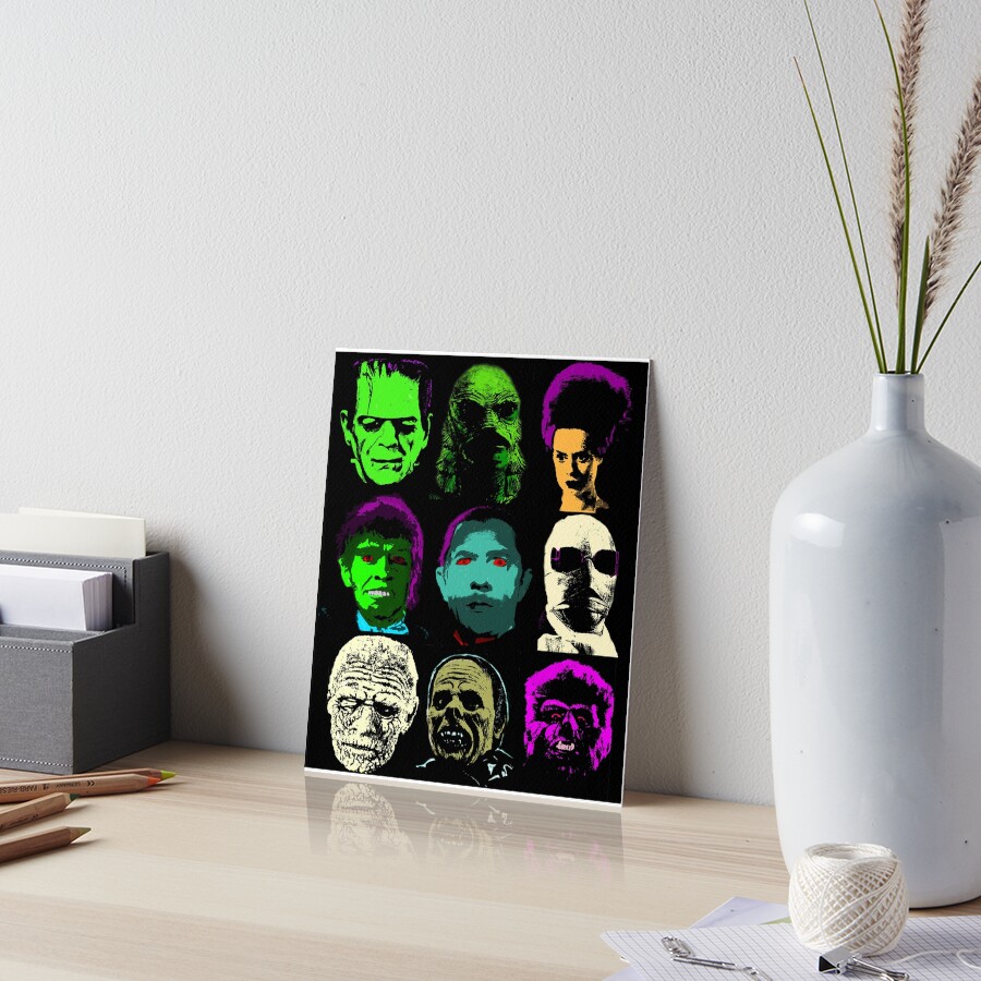"UNIVERSAL MONSTERS classic horror neon frights collage art print ...