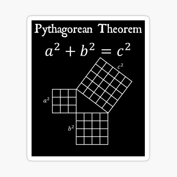 "Pythagorean Theorem Vintage Math Design White on Black Background ...
