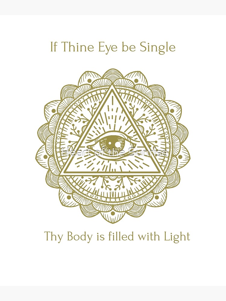 Póster «If Thine Eye Be Single - Mandala de loto piramidal de oro con ...