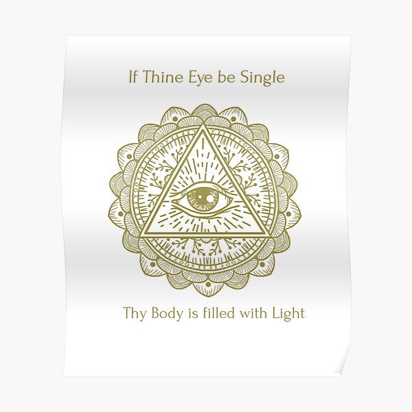 Póster «If Thine Eye Be Single - Mandala de loto piramidal de oro con ...