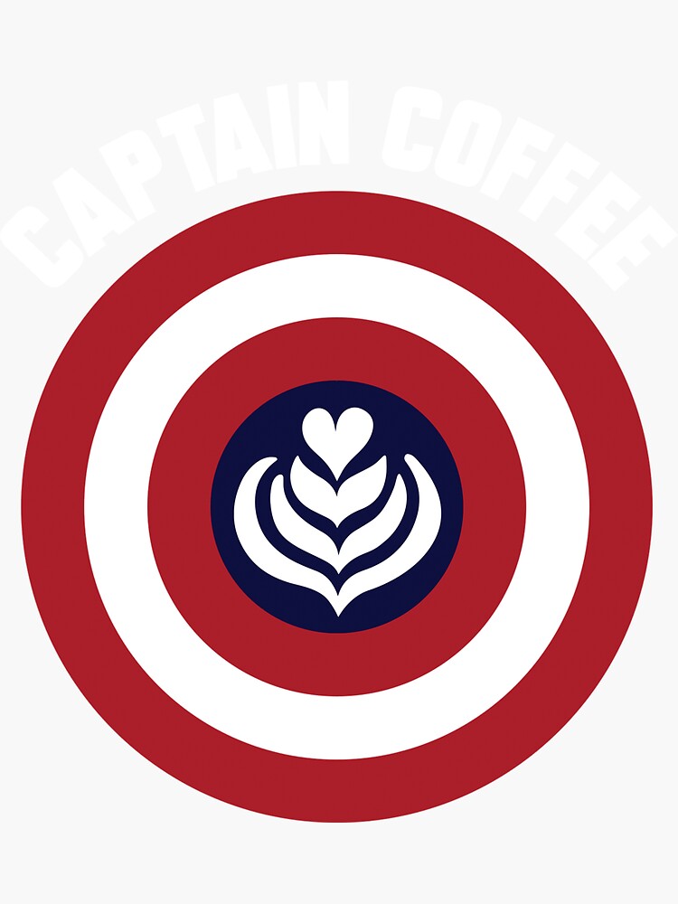 "Captain Coffee logo + white text" Sticker by Dkrode | Redbubble