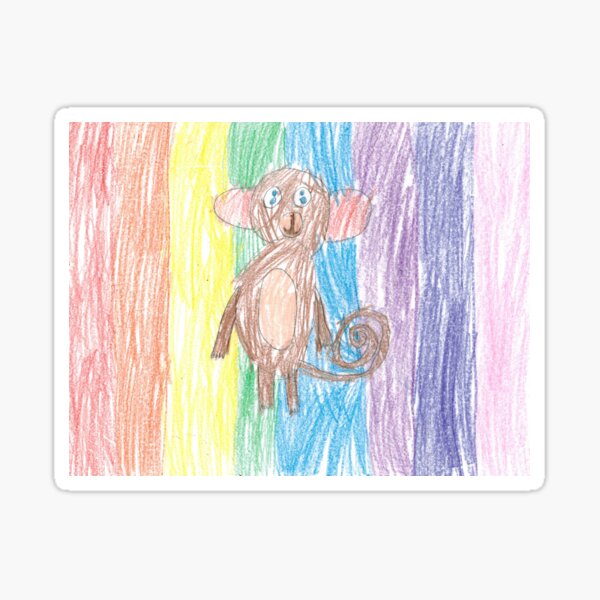 "Monkey Floating In A Rainbow" Sticker by penpenthemonkey | Redbubble