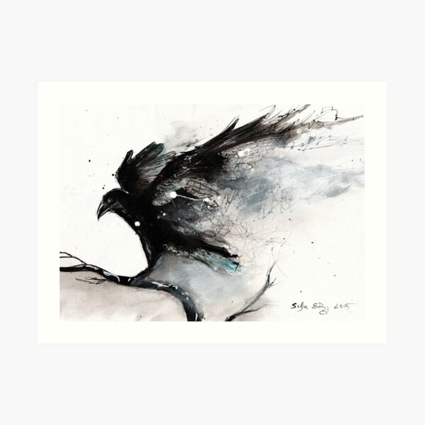 "Abstract raven ink art" Art Print for Sale by siljaerg | Redbubble