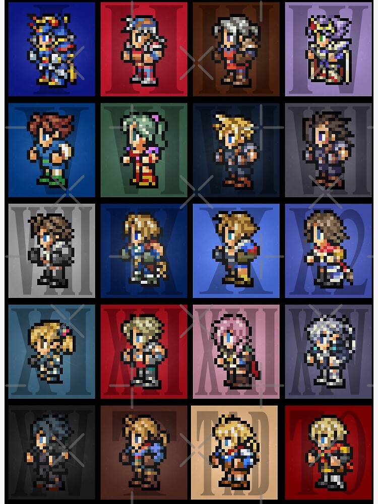 "Final Fantasy Main Characters Sprites " Poster for Sale by ZeWiss ...
