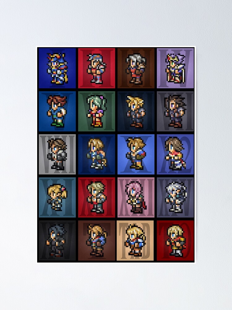 "Final Fantasy Main Characters Sprites " Poster for Sale by ZeWiss ...