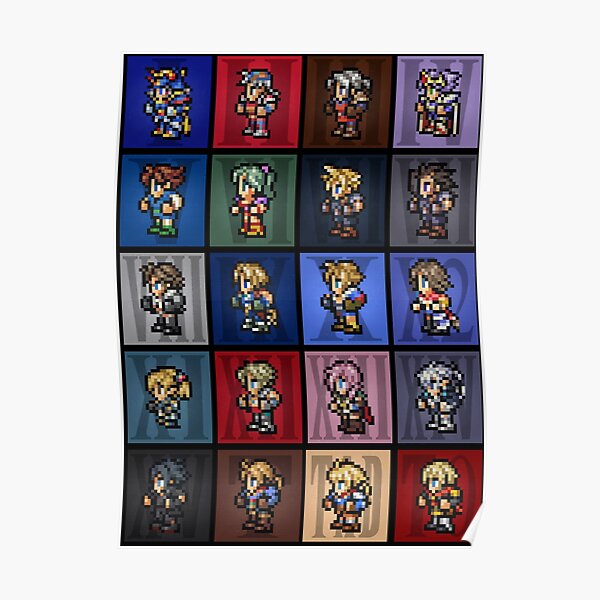 "Final Fantasy Main Characters Sprites " Poster for Sale by ZeWiss ...