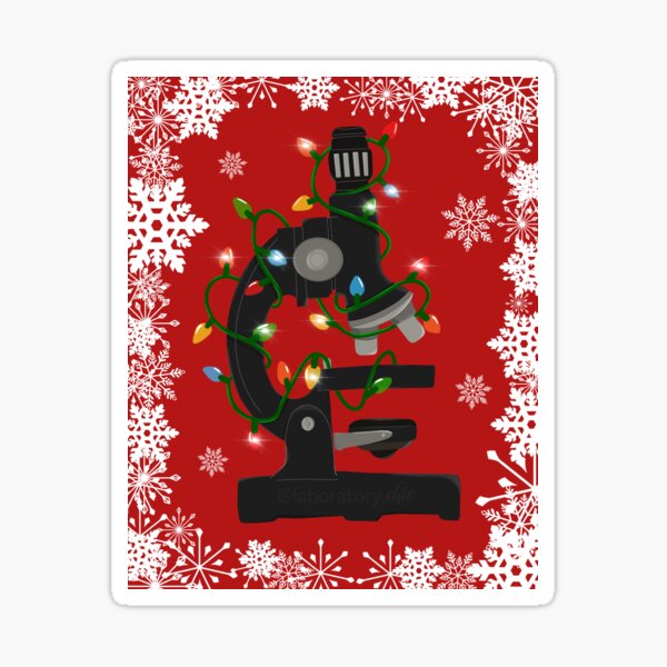 "Christmas Microscope with Snowflake Border" Sticker for Sale by ...