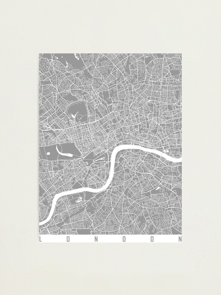 "London map grey" Photographic Print by mapsart | Redbubble